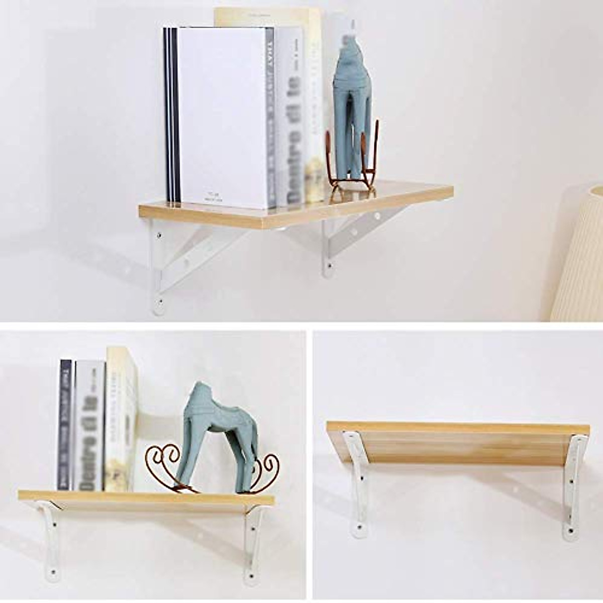 PIBM Stylish Simplicity Shelf Wall Mounted Floating Rack Shelves Tripod Set Top Box Bookshelf Waterproof Storage Save Space Living Room,6 Sizes, White , 40x25x16cm