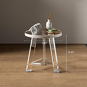 Sumerflos Acrylic Round Corner Shower Stool for Inside Shower - Clear Shower Bench for Shaving Legs Heavy Duty (Hold Up to 400lbs) Waterproof Non-Slip Easy Assemble Modern