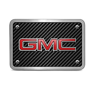 iPick Image Made for GMC 3D Logo in Red Carbon Fiber Texture Billet Aluminum 2 inch Tow Hitch Cover