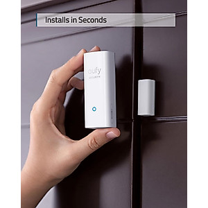 eufy Security Entry Sensor, Detects Opened and Closed Doors or Windows, Door Monitoring, Sends Alerts, Triggers Siren, 2-Year Battery Life, Indoor Use Only, Requires HomeBase, 24/7 Monitoring Optional
