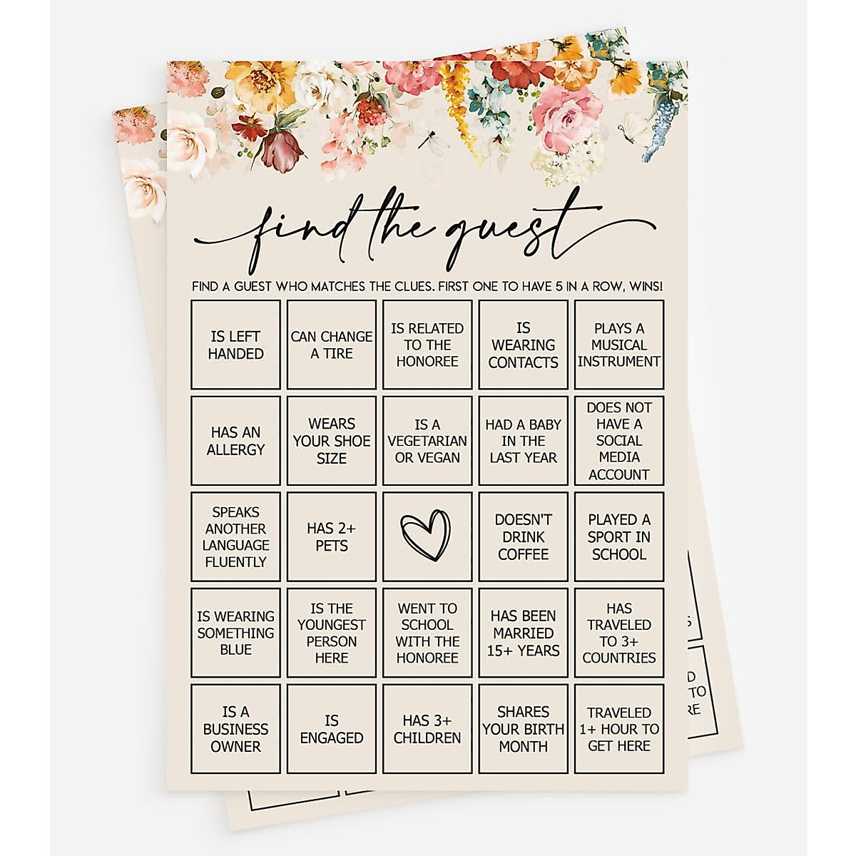 All Ewired Up 50 Find The Guest Bingo Game (50-Cards) Fun Baby Shower Game Activity, Bridal Shower, Wedding Decorations, Rehearsal Dinner, Engagement Party, Wildflower, Boho, Girl