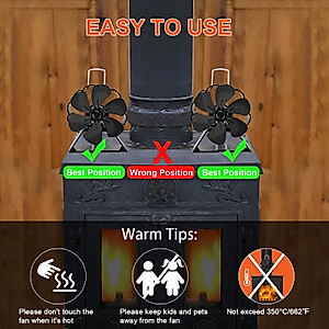 Xiongxiong Wood Stove Fan 6 Blade Fireplace Fan for Wood Burning Stove,Heat Powered Stove Fan Komin Log Wood Stove Accessories,Silent Operation Circulating Warm Air(Non Electric)