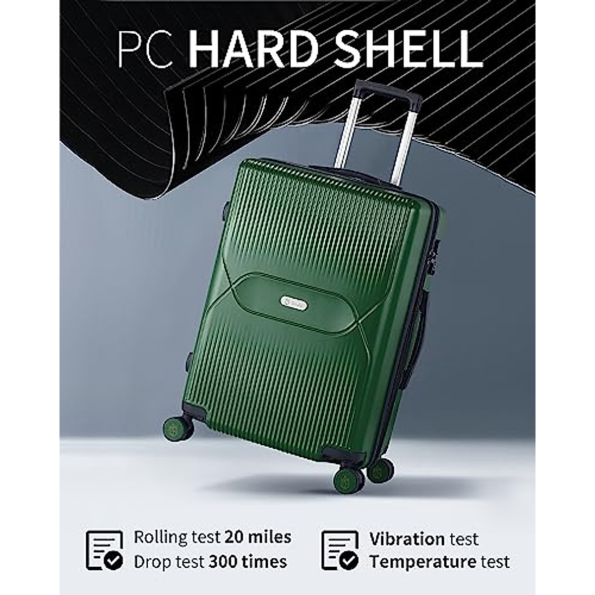 Zitahli Carry on Luggage, Expandable Luggage Suitcase, PC Hard Case Luggage with TSA Lock Spinner Wheels YKK Zippers, 20in (Green)