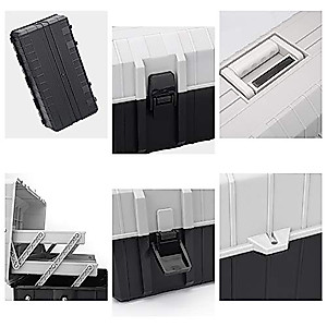 17-Inch Plastic Storage Toolbox, GANCHUN 3-Layer Portable Tool Box, Hobby or Craft Storage Toolbox, Multiplication Tool Organizer for Home Tools, Nails and Pins, Black-Grey