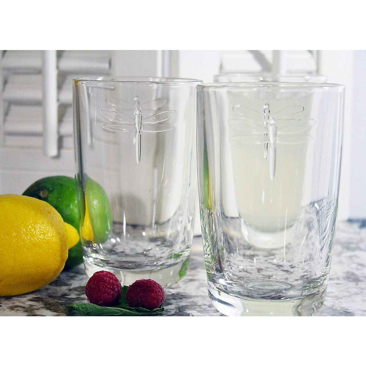 La Rochere Set Of 6, 14-ounce Dragonfly Double Old Fashioned Glasses