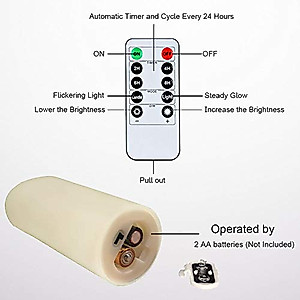 5plots 7"x 2.2" Flickering Flameless Candles, Moving Flame, Battery Operated LED Pillar Candles with Timers and Remote Control, Made of Wax-Like Frosted Plastic, Won’t Melt, Ivory, Skinny, Set of 6