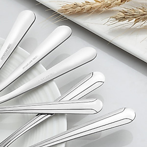BEWOS 48 Pieces Forks and Teaspoons Silverware Set, 24 Pieces Dinner Forks (8.2 Inch) and 24 Pieces Teaspoons (6.2 Inch), Food Grade Stainless Steel, Mirror Polished, Dishwasher Safe