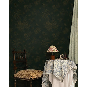 Dimoon 78.7"×17.3”Floral Peel and Stick Wallpaper Dark Green Golden Contact Paper Leaf Waterproof Butterfly Wall Paper Thicken Removable Vintage Self Adhesive Cabinets Shelf Liner Decal Vinyl Roll