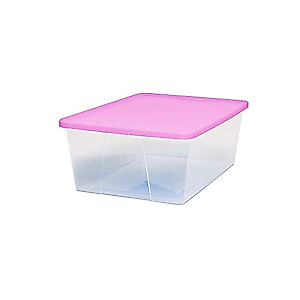 HOMZ Snaplock Clear Storage Bin with Lid, Small-12 Quart, Purple, 4 Pack
