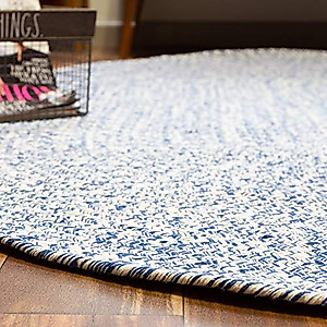 Super Area Rugs Farmhouse Braided Rug Cotton Kitchen Reversible Carpet, Blue & White, 4' X 6' Oval