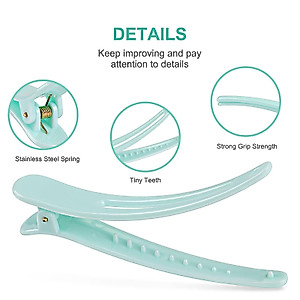 Rioa Hair Clips - 12 Pack Multicolor Plastic Duck Teeth Clips for Women's Styling and Sectioning. Non-slip for Thick & Thin Hair - Professional Salon Quality