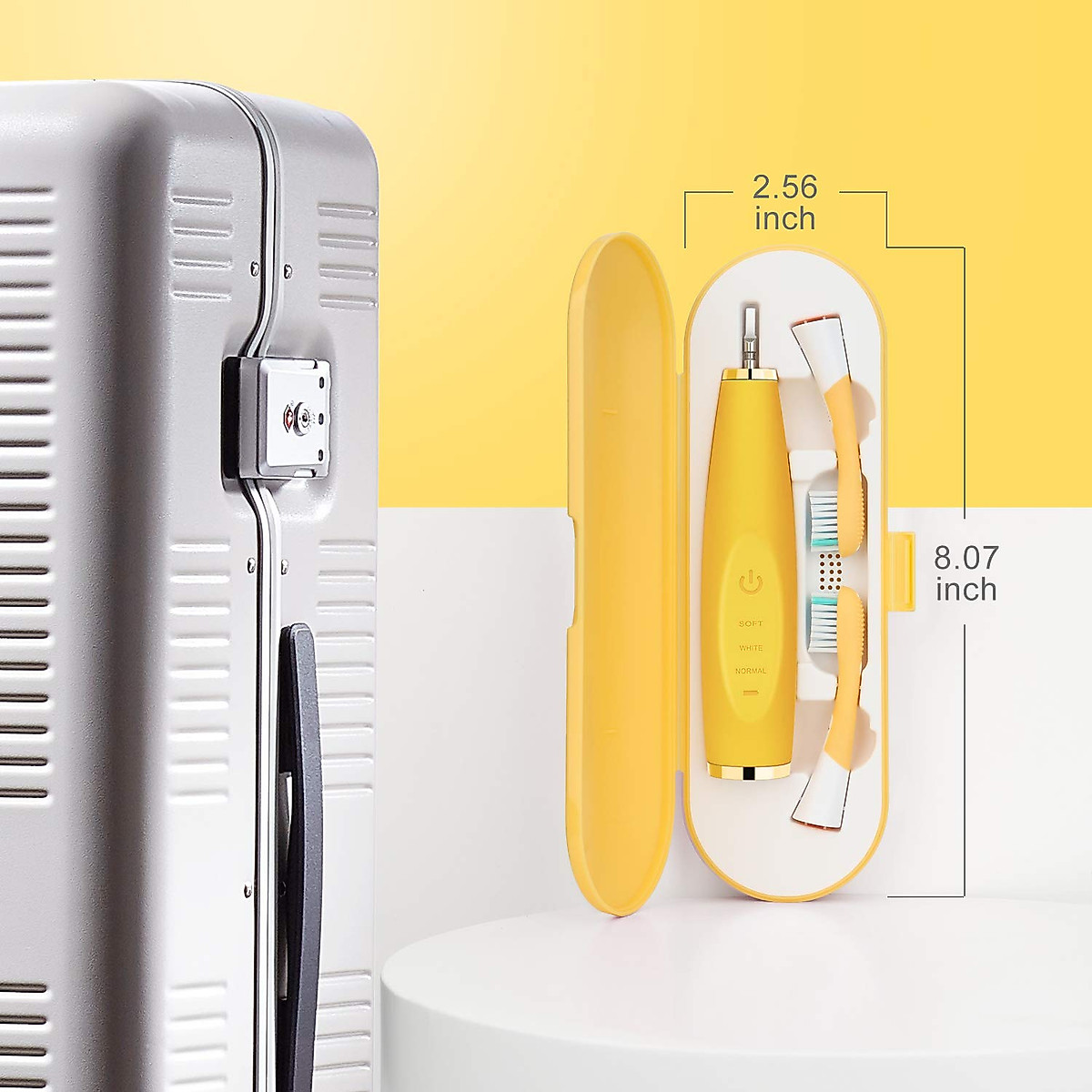 Aima Beauty Electric Toothbrush for Kids & Adults Powered Sonic Toothbrushes with Travel Case, Kinds Color of Rechargeable Whitening Tooth Brush with 2 Soft Bristles (Yellow)