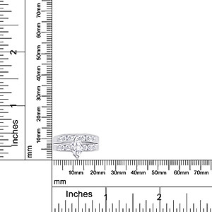 AFFY Marquise & Round Cut White Cubic Zirconia Wedding Ring Set in 925 Sterling Silver (2.00 cttw) Ring Size-13