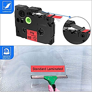 GREENCYCLE 5 Pack Replacement AZE Tapes 12mm 0.47 Inch 1/2" Black on Red Laminated Label Tape TZe-431 TZe431 TZ431 TZ-431 Compatible for Brother P-Touch Cube PTD210 PTD600 PTH110 PT1230 Label Maker