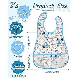 15 Pack Baby Bibs Set Waterproof Toddler Feeding Bibs with Food Scraps Catcher Pocket Soft Adjustable Snaps Feeding Bibs Unisex Infant Bibs Gift for Infants Babies Toddler Boys and Girls 6-24 Months
