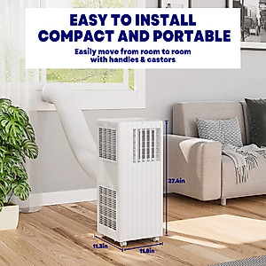 Acekool 8000BTU Portable Air Conditioner, Portable AC Unit with Remote Control, Energy-Efficient Cooling for 350 Sq.ft Spaces, 3-In-1 Cool, Fan, Dehumidify Modes, Portable AC for bedroom room indoor