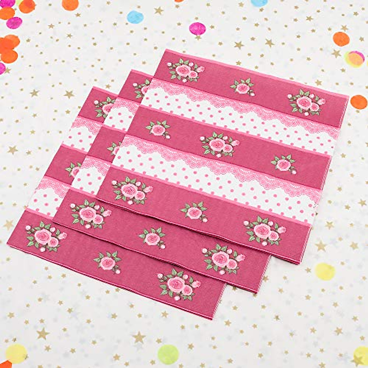 Royal Bluebonnet Napkins - 100 Paper Napkins - Pink and White Rose Flower Theme – Napkins Disposable, Napkins, Napkins Paper