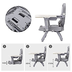 Bebamour Baby Booster Seat Grow with Pocket Snack Booster Seat for Dining Table with Removable Tray(Grey)