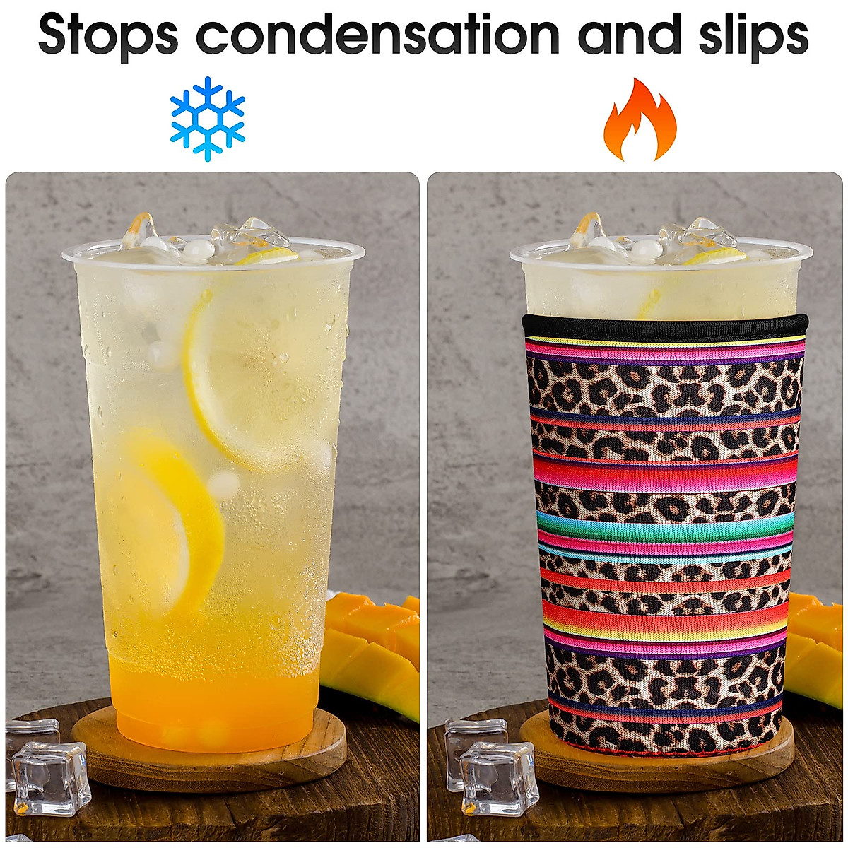 20 Pcs Reusable Iced Coffee Sleeve Neoprene Insulator Cup Sleeve for Cold Beverages Cups Neoprene Holder for Cold and Hot Drinks Fits Coffee Cups (30-32oz, Large)