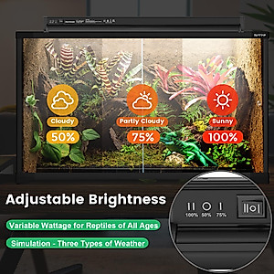 REPTITRIP T5 10.0 UVB Reptile Light with 24W Fixture, Adjustable Brightness, 23-Inch UVB Light for Reptiles, for Bearded Dragon Desert-Dwelling Reptiles