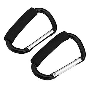 2pcs in Pack Universal Large Buggy Clip Pram Pushchair Shopping Bag Hook Carabiner (Black 14cm)