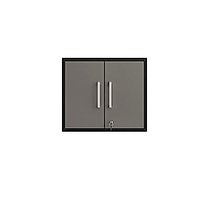 Manhattan Comfort Eiffel Garage Cabinets and Storage System, Set of 3, Matte Black and Grey