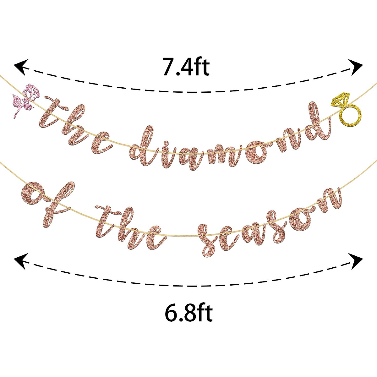 KakaSwa Tea Party Bridal Shower Banner, The Diamond of The Season Banner for High Tea Party Supplies, Bridal Shower Garden Party Decorations, Rose Gold Glitter