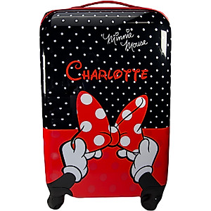 Disney Luggage Kids Suitcase Minnie Mouse Carry on Hardshell Rolling Spinner Suitcase Travel Bags Gifts Trip Accessories - Personalized Minnie Mouse with Your Name