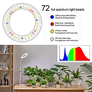 yadoker Plant Grow Light for Indoor Plant,Desk LED Grow Light,Height Adjustable,Automatic Timer with 8/12/16 Hours,10-Level Brightness,Ideal for Small Plant Grow