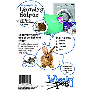 Wheeky Pets Laundry Helper, Laundry Bag for Pet Beds, Fleece, C&C Cage Liners, Midwest Cage Liners and More, for Guinea Pigs, Rabbits and Small Pets, Green/White, Size 29” W x 31” L