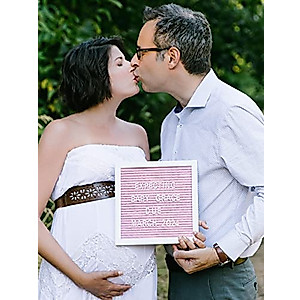 Pearhead Classic Wooden Letterboard, Baby Keepsake Photo Prop, Pink Felt Letterboard Keepsake For Milestones, Baby Girl Nursery Decor, Baby Announcement Prop, 294 Letters