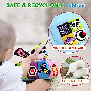 Adpartner Baby Tissue Box Toy, Montessori Sensory Baby Toys for Babies 6 to 12 Months, Soft Educational Tissue Toy Box with Fabric Crinkle Cards Scarves for 1 Year Old Boys Girls Early Learning Gifts