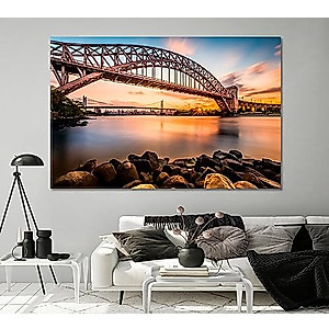 Triborough Bridge at Sunset New York Canvas Print 3 Panels / 36x24 inches