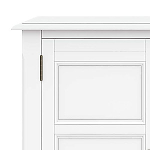 SIMPLIHOME Burlington SOLID WOOD 30 inch Wide Transitional Low Storage Cabinet in White for the Living Room, Entryway and Family Room