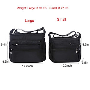 SYYHOME Crossbody Purses for women Multi-Pocket Nylon Shoulder Bags Lightweight Travel Purses Messenger Handbags (Large, Black)