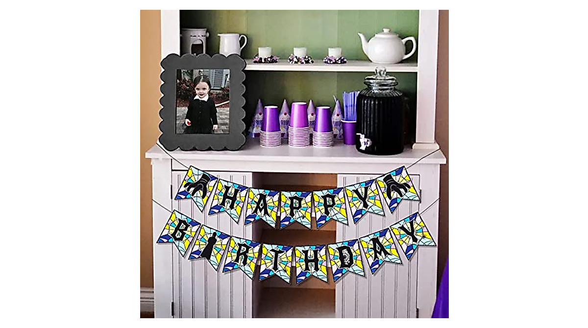 Wednesday Birthday Banner Decorations for Kids