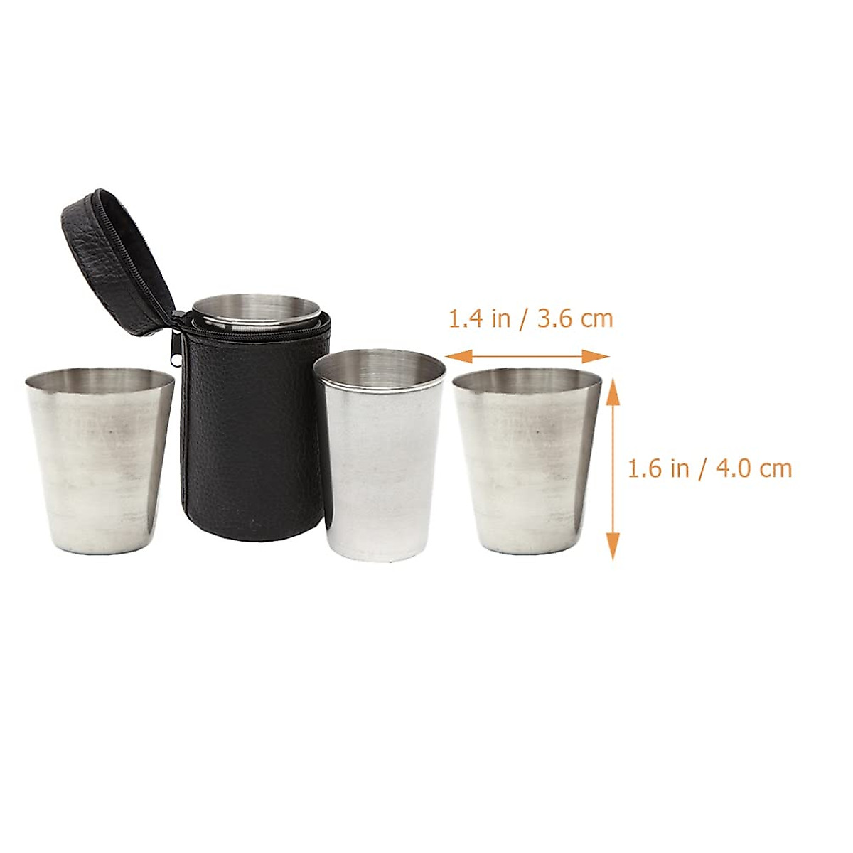BESPORTBLE Stainless Steel Shot Cups Tumbler: 1 Set Metal Shooters with Leather Carrying Case for Whiskey Liquor Drinking Vessel Sauce Cups Dipping Bowls for BBQ Kitchen Camping Travel