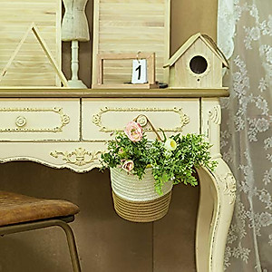 Hanging Basket - Wall Hanging Baskets for Organizing - Hanging Storage Woven Wall Basket - Small Wicker Wall Baskets for Wall Decor - Hanging Planter Baskets 6.3" x 7" (White and Brown)