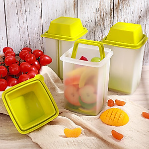 CHENGU Jalapeno Container 3 Pieces Pickle Containers with Strainers Pick a Deli Containers Square Jalapeno Dispenser Large Pickle Keeper Pickled Food Container for Home Kitchen Tools Supplies (Green)