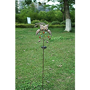 Decorman Outdoor Solar Light Stake - Solar Powered Metal Owl LED Decorative Garden Lights for Walkway, Pathway, Yard, Lawn (Rusty Brown)
