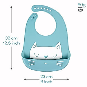 YINGJEE Baby Bibs Silicone Feeding Bibs, Weaning Waterproof Bibs with Food Crumb Catcher Pocket Baby Bibs Easily to Clean, Comfortable and Foldable