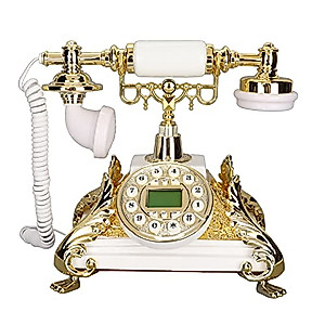 Vintage Corded Telephone, Classic Landline Telephone Old Fashioned Corded Telephone with LCD Display, Wired Home Office Telephone with Redial Function Push Button for Home Hotel Office Decor