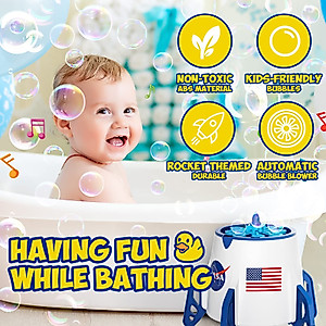Bubble Machine, Space Rocket Bubble Machine for Toddlers, Kids, 3000+ Bubbles/min Electric Automatic Bubble Maker Blower Outdoor Gifts Bubbles Toys for Age 3-8 Year Old Boys, Girls, Baby Bath, Parties