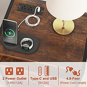 DOGIBIXO Nightstand with Charging Station, Bed Side Table with Drawer, Night Stand for Bedroom, 3-Tier Storage End Table for Living Room1