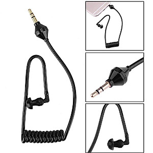 Hakeeta Single Earbud, Ear-Hook Earphone, Wired Earpiece, Spiral air Tube, in Ear, Lightweight, Monaural, Comfortable, Without Microphone, 3.5mm, for MP3 Phone Bluetooth, Black