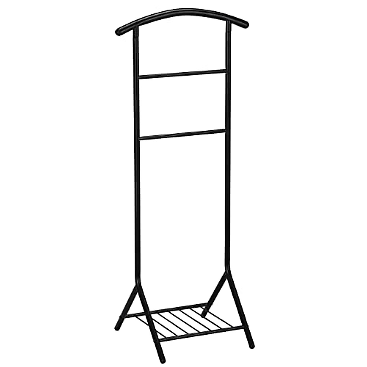 Kings Brand Furniture - Amos Black Metal Wardrobe Suit Valet Stand Organizer, Clothes Rack, Contour Hanger, Trouser Shoe Rack