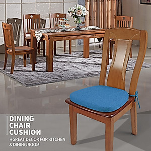 SINOSSO 1 Pack Memory Foam Chair Cushions for Dining Chair, Original Linen 16" U-Shape Comfortable Kitchen Chair Pad, Removable Slip Resistant Seat Cushion (1 Piece, Blue)