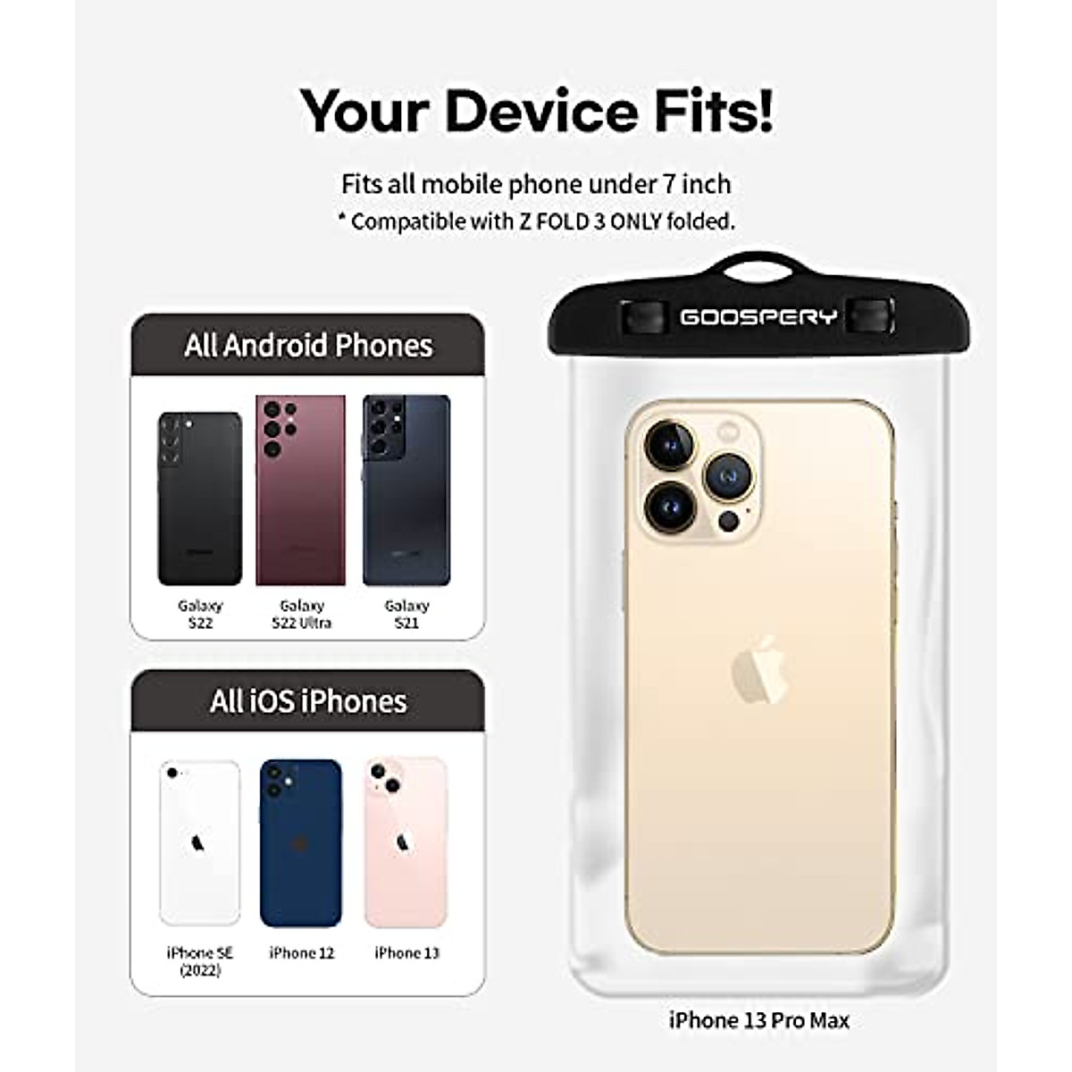 GOOSPERY [4-Pack] Universal Waterproof Phone Pouch, Underwater Cellphone Dry Case Beach Bag Compatible with iPhone 14 13 12 11 Pro Max Mini Xs XR, Galaxy S23 S22 S21 S20 Ultra Note20 up to 6.8"