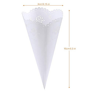 GWHOLE 100 Pcs Rose Confetti Petal Cone for Wedding Party, White