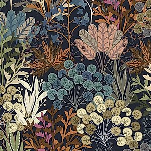 Vintique Boho Wallpaper Peel and Stick Dark Floral Wallpaper Self-Adhesive Contact Paper Removable Waterproof Botanical Wallpaper for Bedroom Cabinets and Home Décor 17.3in x 9.8ft